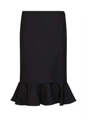 Giuseppe Di Morabito Black Virgin Wool Midi Skirt With Ruffle - Multicolor