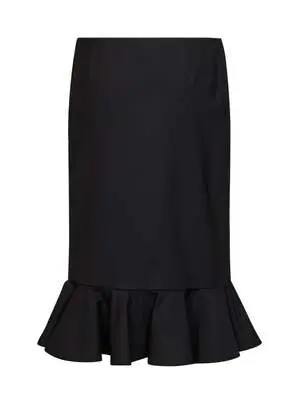 Giuseppe Di Morabito Black Virgin Wool Midi Skirt With Ruffle