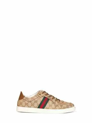 Gucci Sand And Dark Brown Gg Canvas Stretch Low-top Sneakers - Multicolor