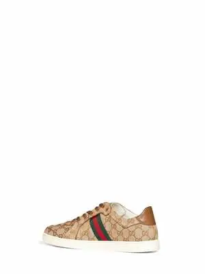 Gucci Sand And Dark Brown Gg Canvas Stretch Low-top Sneakers
