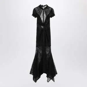 Attico Semi-sheer Lace Midi Dress - Black