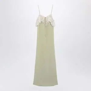 Chloé Long Dusty Silk Slip Dress - Green