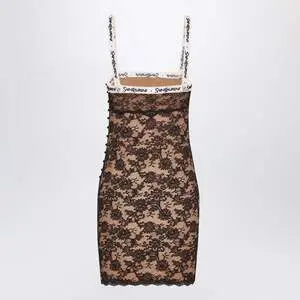 Saint Laurent Slip Dress In Lace