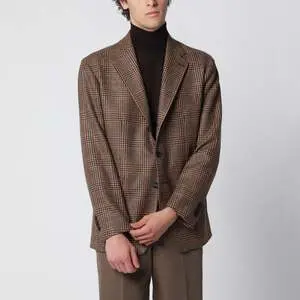 Tagliatore Single-breasted Jacket With A Prince Of Wales Check Pattern - Brown