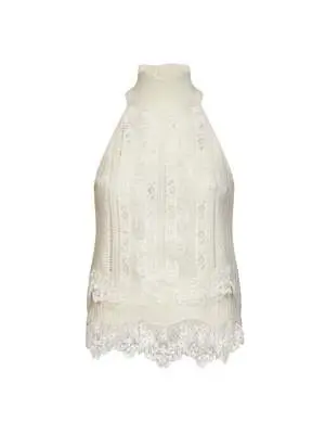 ERMANO SCERVINO Ermanno Scervino Pink Cashmere Knit And Valencienne Lace Top - Multicolor