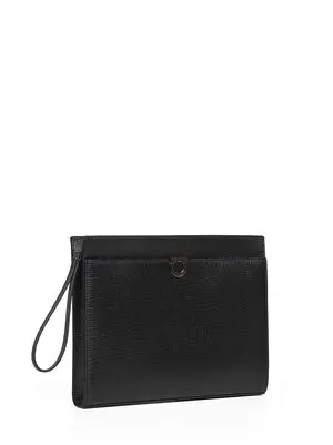 FERRAGAMO Black Gancini Pouch Bag