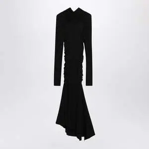 Victoria Beckham Midi High-neck Dress In Viscose - Black