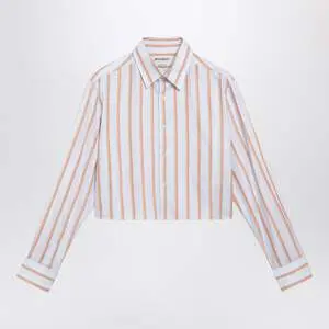 JW Anderson Cropped Blue And Orange Cotton Shirt - Multicolor