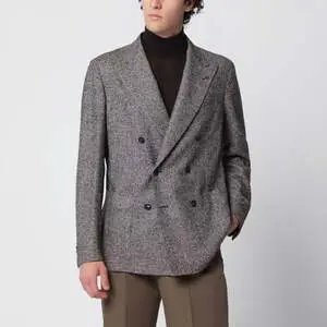 Tagliatore Tobacco-coloured Double-breasted Jacket In A Wool Blend - Brown