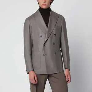Tagliatore Grey Double-breasted Jacket In Wool And Cashmere