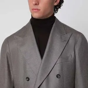 Tagliatore Grey Double-breasted Jacket In Wool And Cashmere