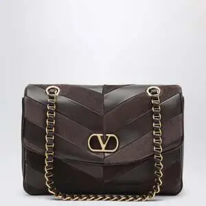Valentino Garavani Djuna Medium Suede And Nappa Shoulder Bag - Brown