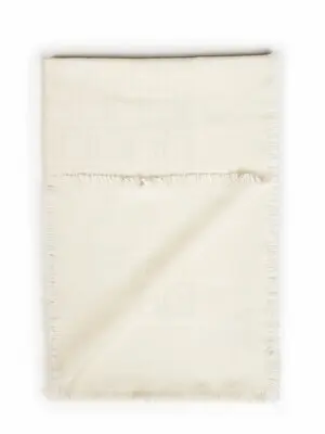 Fendi Silk Ivory Ff Wool And Silk And Cashmere Shawl