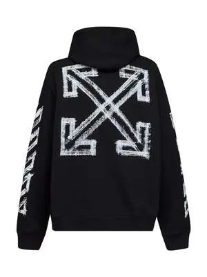 Off-White Black Cotton Motion Arrow Skate Zip-up Hoodie