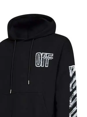 Off-White Black Cotton Motion Arrow Skate Zip-up Hoodie
