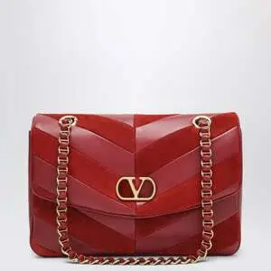 Valentino Garavani Djuna Medium Suede And Nappa Shoulder Bag - Red