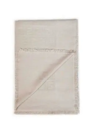 Fendi Silk Taupe Ff Wool And Silk And Cashmere Shawl
