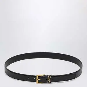 Saint Laurent Cassandre Vadim Smooth Leather Belt - Black