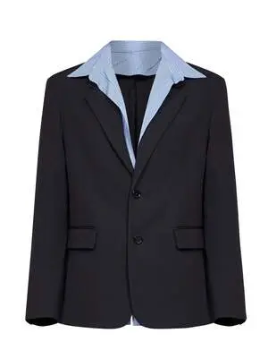 Balenciaga Dark Navy Wool Twill Hybrid Shirt Jacket - Multicolor