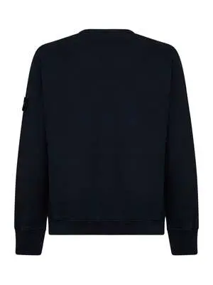 Stone Island Blue Organic Stretch Cotton Crewneck Sweatshirt