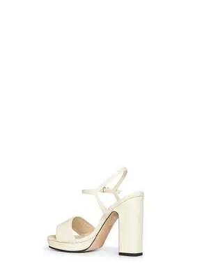 Gucci Ivory Leather Platform Sandals With Double G