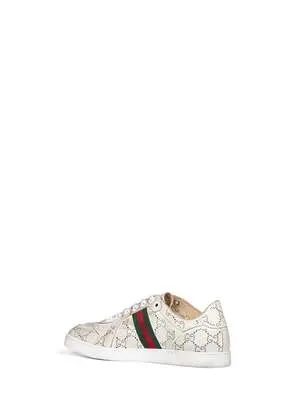 Gucci White Laser-cut Gg Leather Stretch Low-top Sneakers