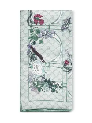 Gucci Green Printed Silk Twill Scarf - Multicolor