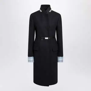 Prada Wool Coat With Belt - Blue