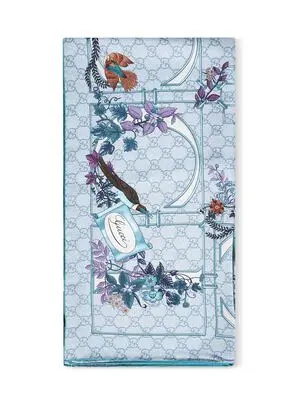 Gucci Gucci Women Light Blue Printed Silk Twill Scarf Multicolor