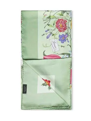 Gucci Green Printed Silk Twill Scarf
