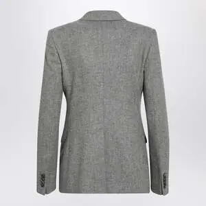 Tagliatore Double-breasted Grey Jacket With Herringbone Pattern In Wool And Cashmere