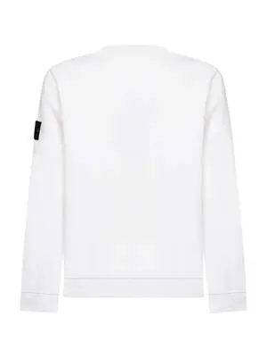 Stone Island White Organic Stretch Cotton Crewneck Sweatshirt