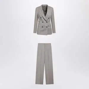 Tagliatore Double-breasted Taupe Suit In Wool And Cashmere - Cream