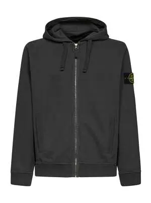 Stone Island Lead Grey Organic Cotton Zip-up Hoodie - Multicolor