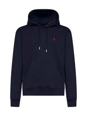 AMI Paris Midnight Blue Cotton De Cœur Hoodie