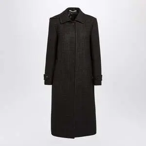 Tagliatore Single-breasted Black/ Houndstooth Wool Coat - Brown
