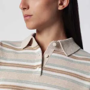Guest In Residence Cashmere Stripe Polo Sweater