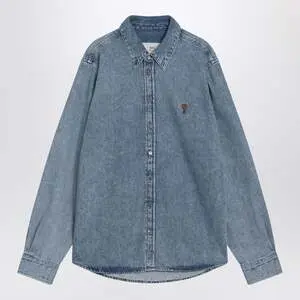 AMI Paris De Coeur Used Denim Shirt