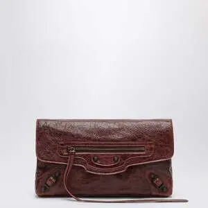 Balenciaga Le City Pouch In Merlot Leather - Red
