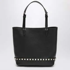 Valentino Garavani Small Rockstud Shopper Bag In Leather - Black