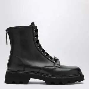 ROGER VIVIER Leather Ankle Boots With Rhinestone Buckle