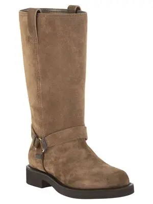 Brunello Cucinelli Suede Boots With Harness Strap And Ring Detail