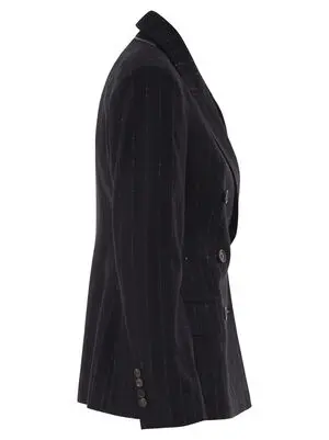 Brunello Cucinelli Double-breasted Pinstripe Blazer With Sequins