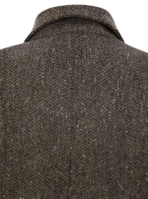 Brunello Cucinelli Double-breasted Herringbone Tweed Coat With Sequins