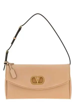 Valentino Garavani Beige Nappa Leather Devain Shoulder Bag - Brown