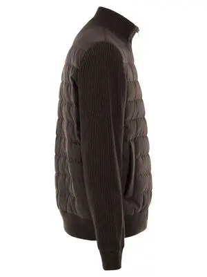 Herno Quilted Knit And Fabric Jacket With High Collar