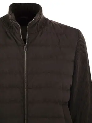 Herno Quilted Knit And Fabric Jacket With High Collar