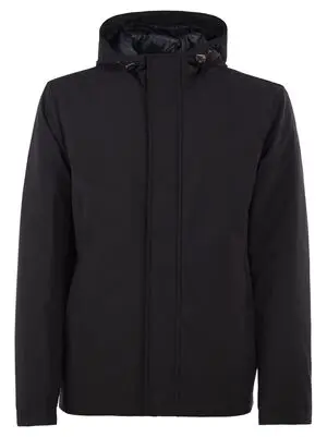 Herno Stretch Technical Fabric Hooded Padded Jacket - Blue