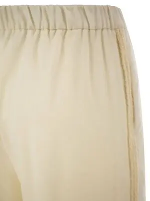 Herno Wide-leg Flannel-effect Trousers With Elasticated Waistband