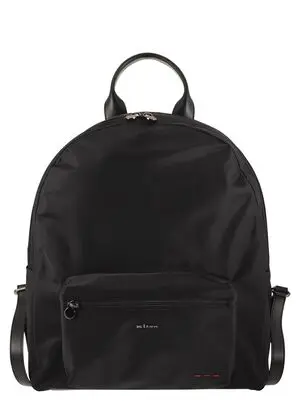 Kiton Technical Nylon And Calfskin Backpack - Black